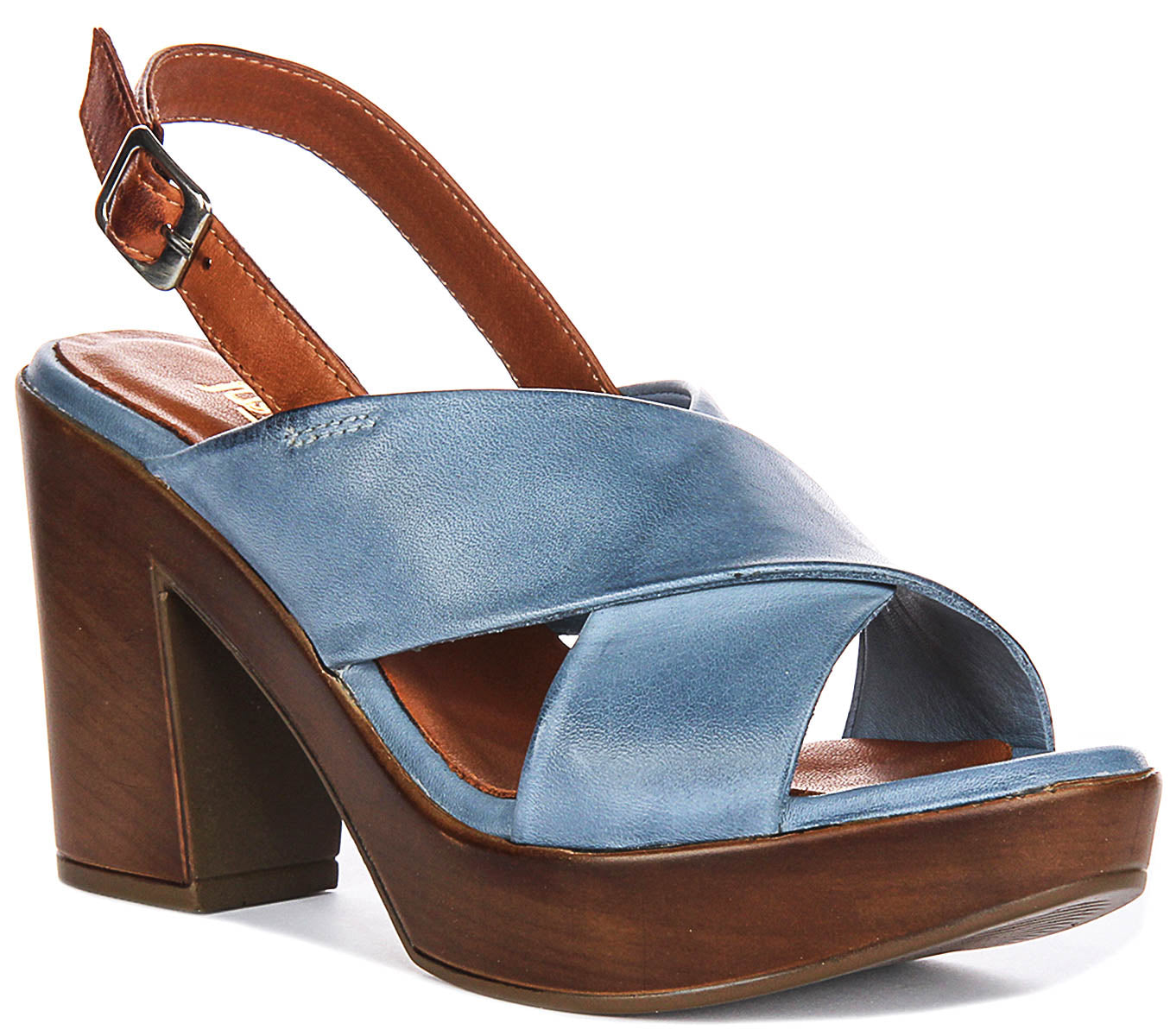 JUSTINREESS Womens Open Toe Blue Heel Buckle Sandals – Justin Reess