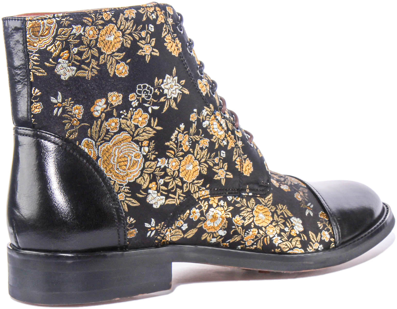 JUSTINREESS ENGLAND Adam Floral Ankle Boots In Black | Lace Up Boot ...