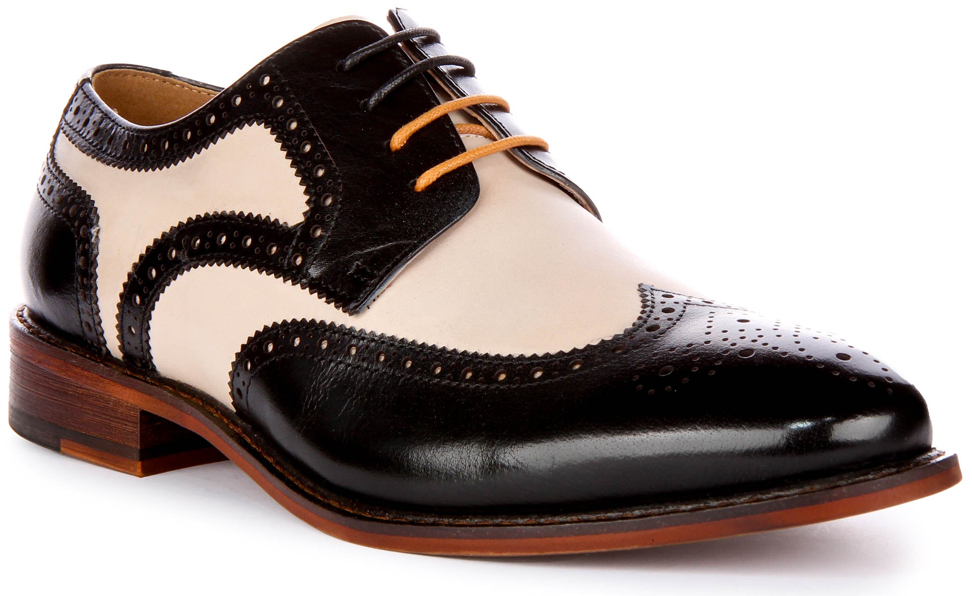 JUSTINREESS ENGLAND Kai In Black | Two Tone Lace Up Brogues – Justin Reess