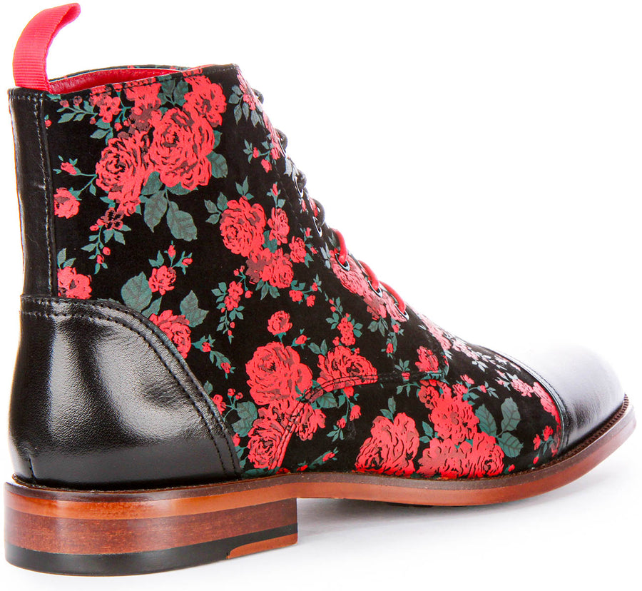 George In Black For Men | Leather Oxford Floral Boots – Justin Reess
