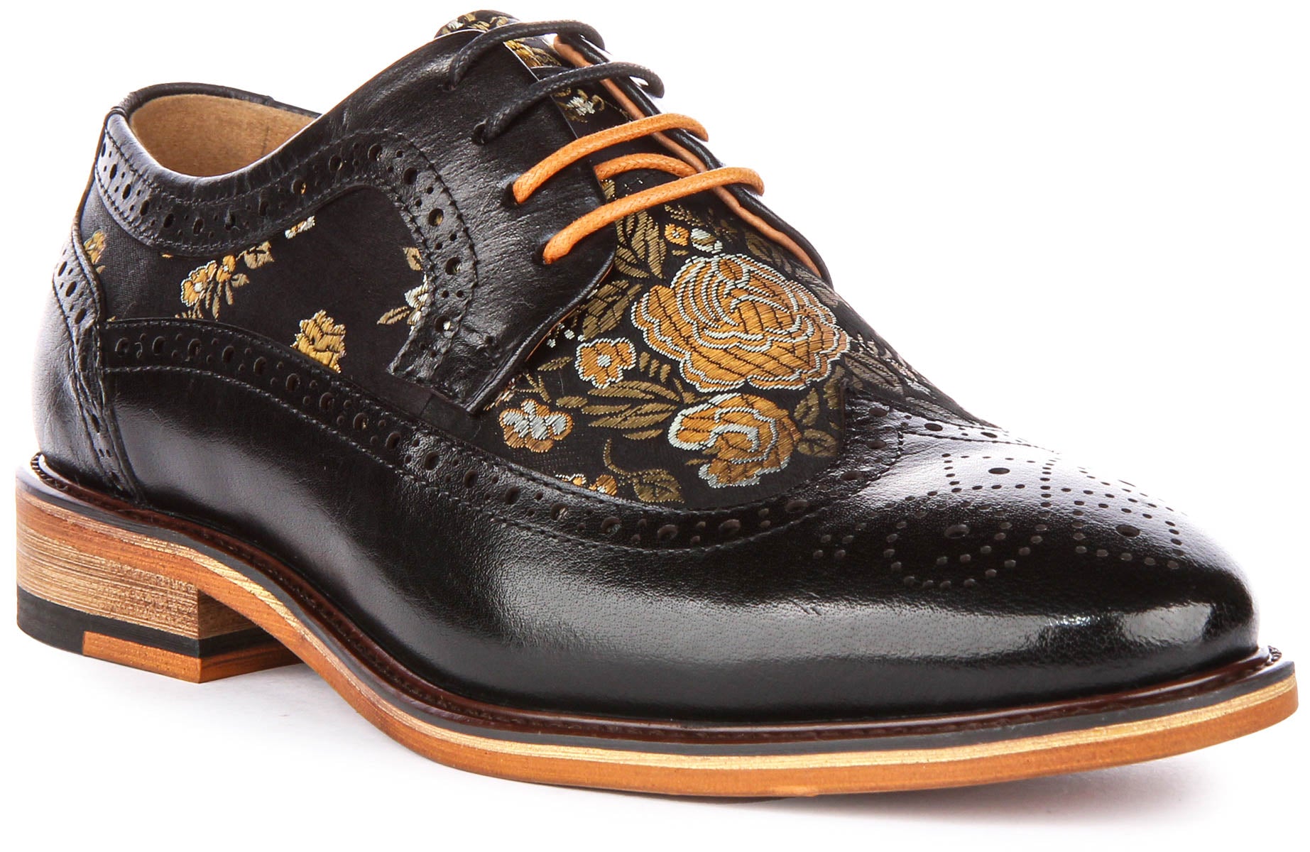 Ross In Black For Women | Leather Floral Brogues – Justin Reess
