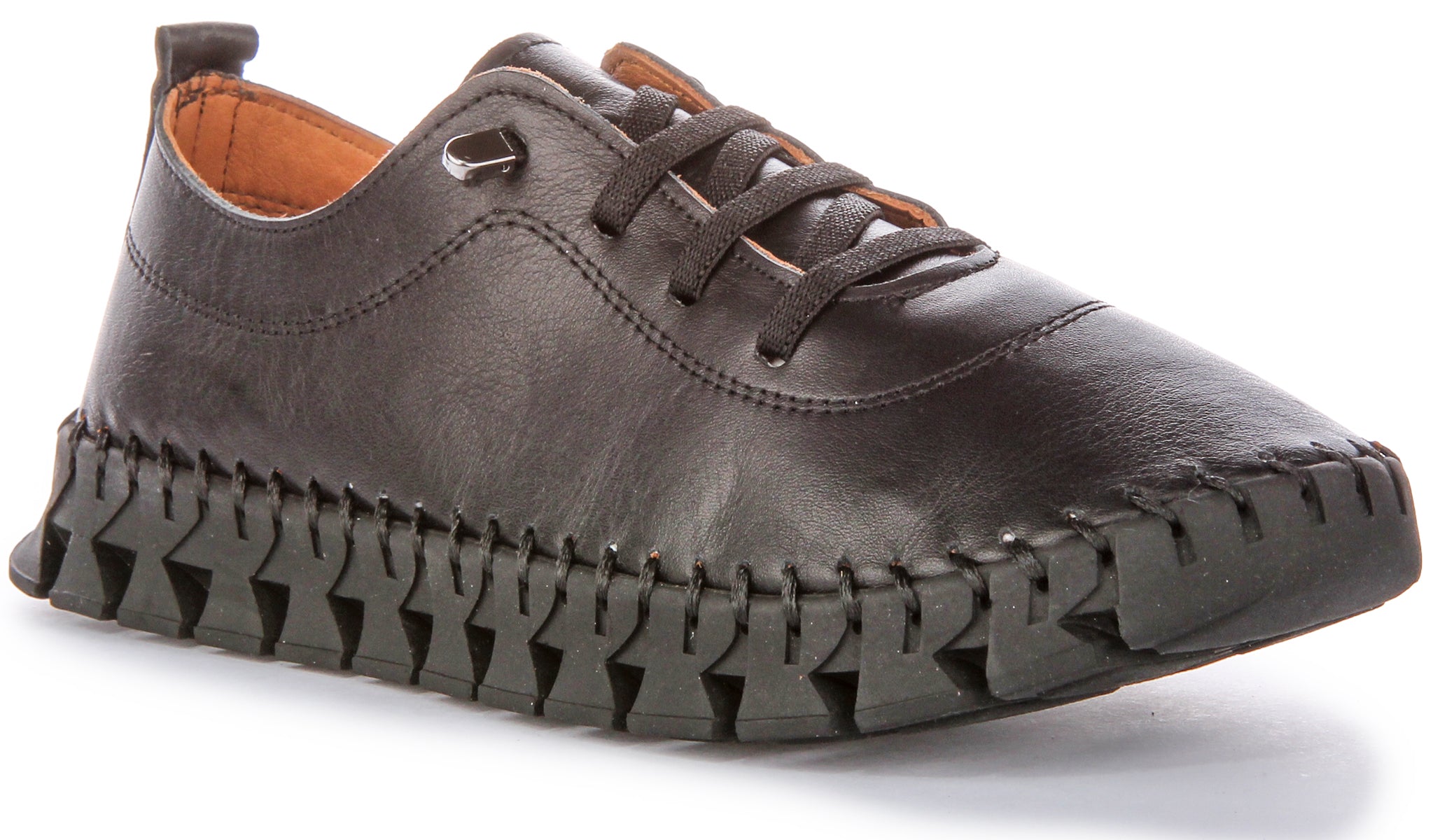 JUSTINREESS Womens Slip On Comfort Black Leather Trainers – Justin Reess