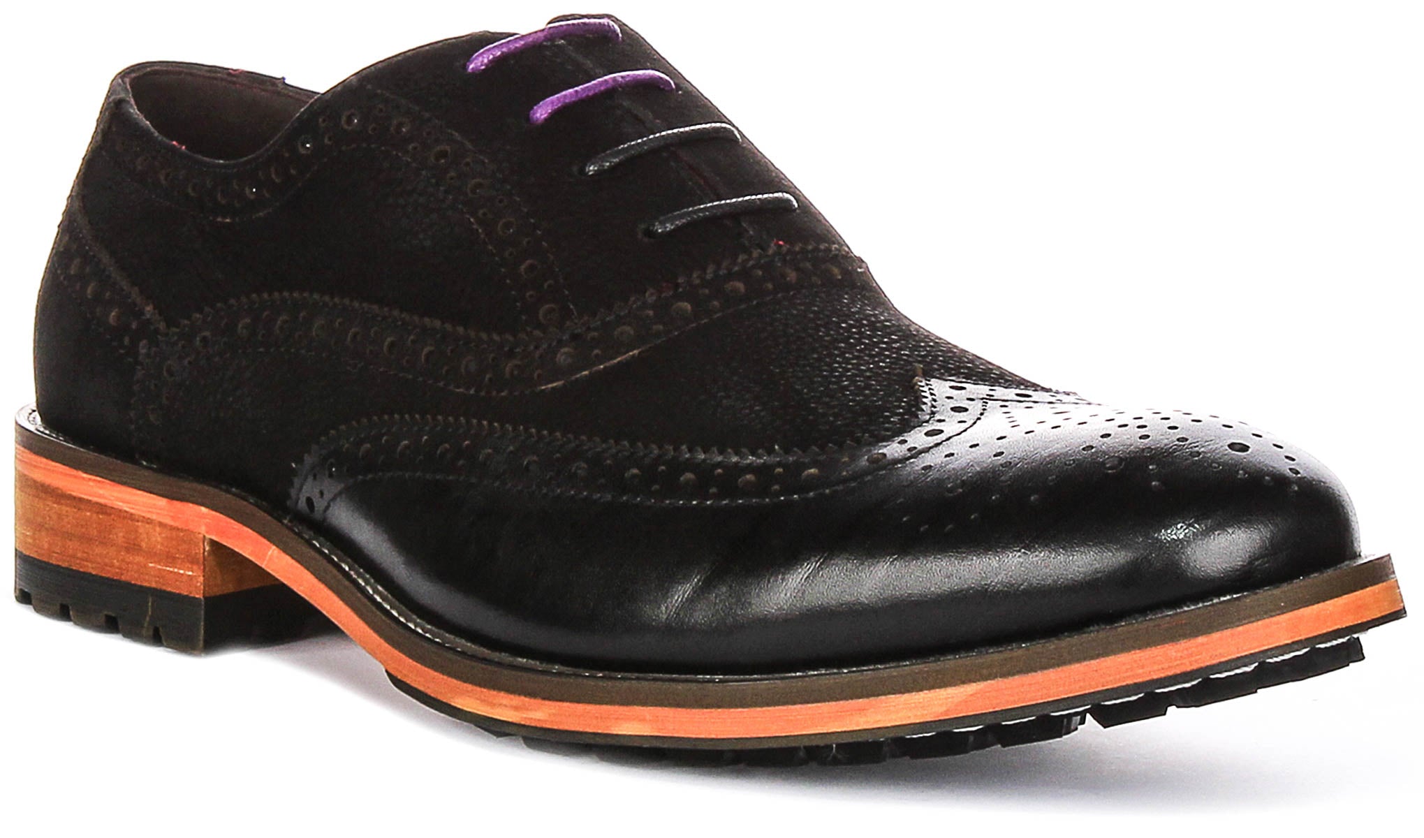 JUSTINREESS ENGLAND Noble In Black | Soft Nubuck Brogue Shoe – Justin Reess