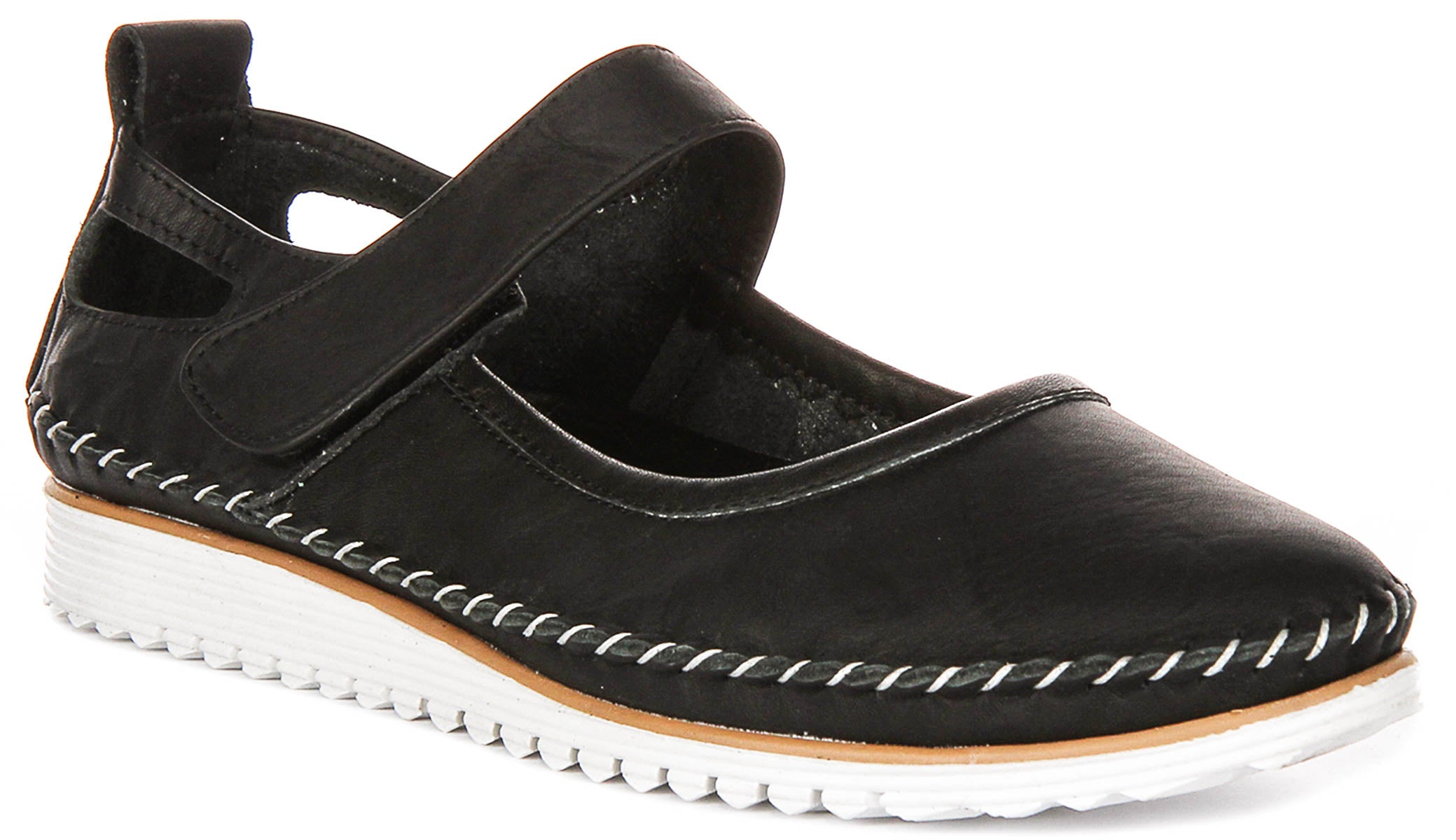 JUSTINREESS ENGLAND Jackie Black | Sporty Leather Mary Jane Strap ...