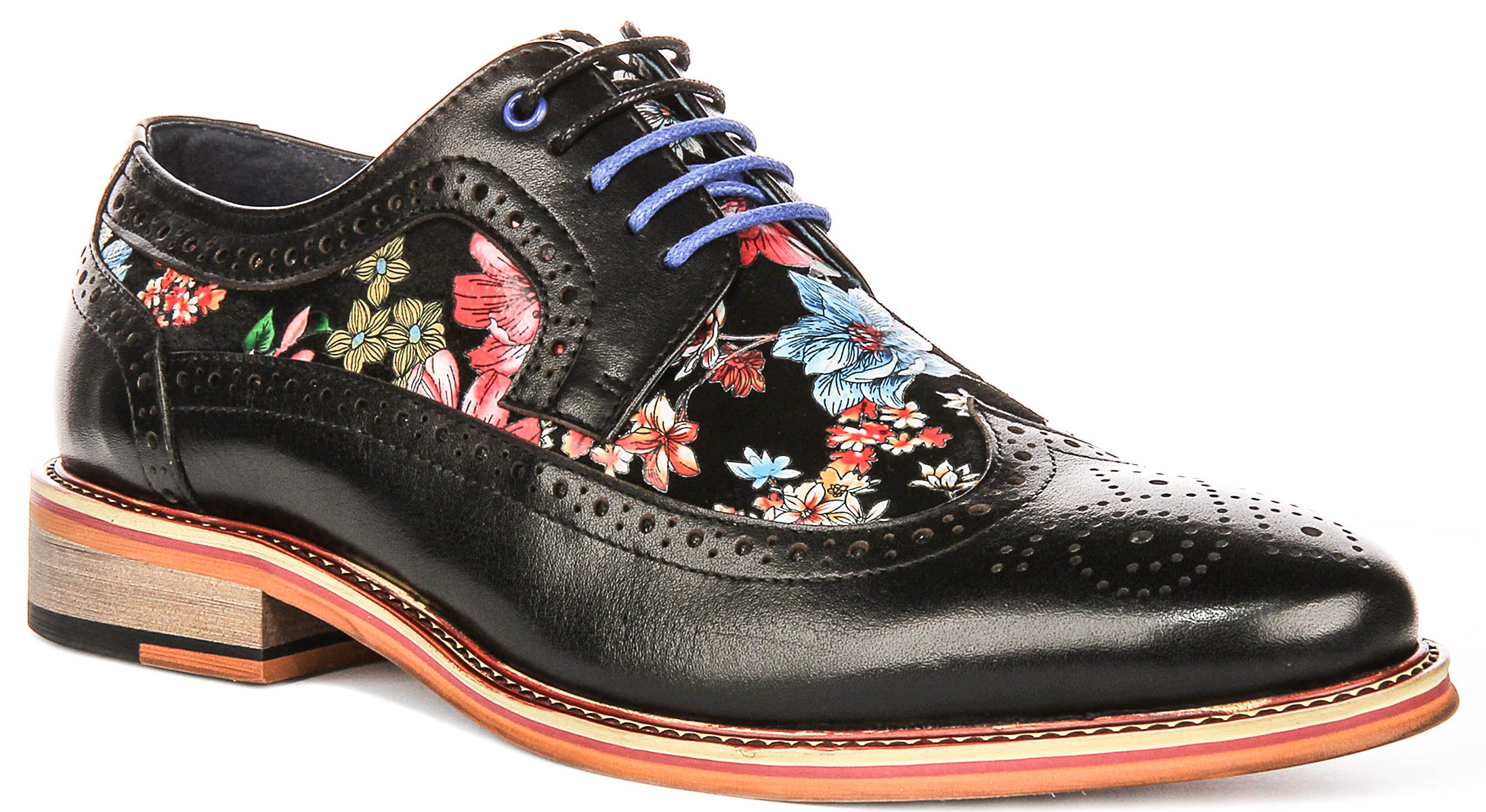 Kylo In Black For Men | Lace up Floral Brogues – Justin Reess