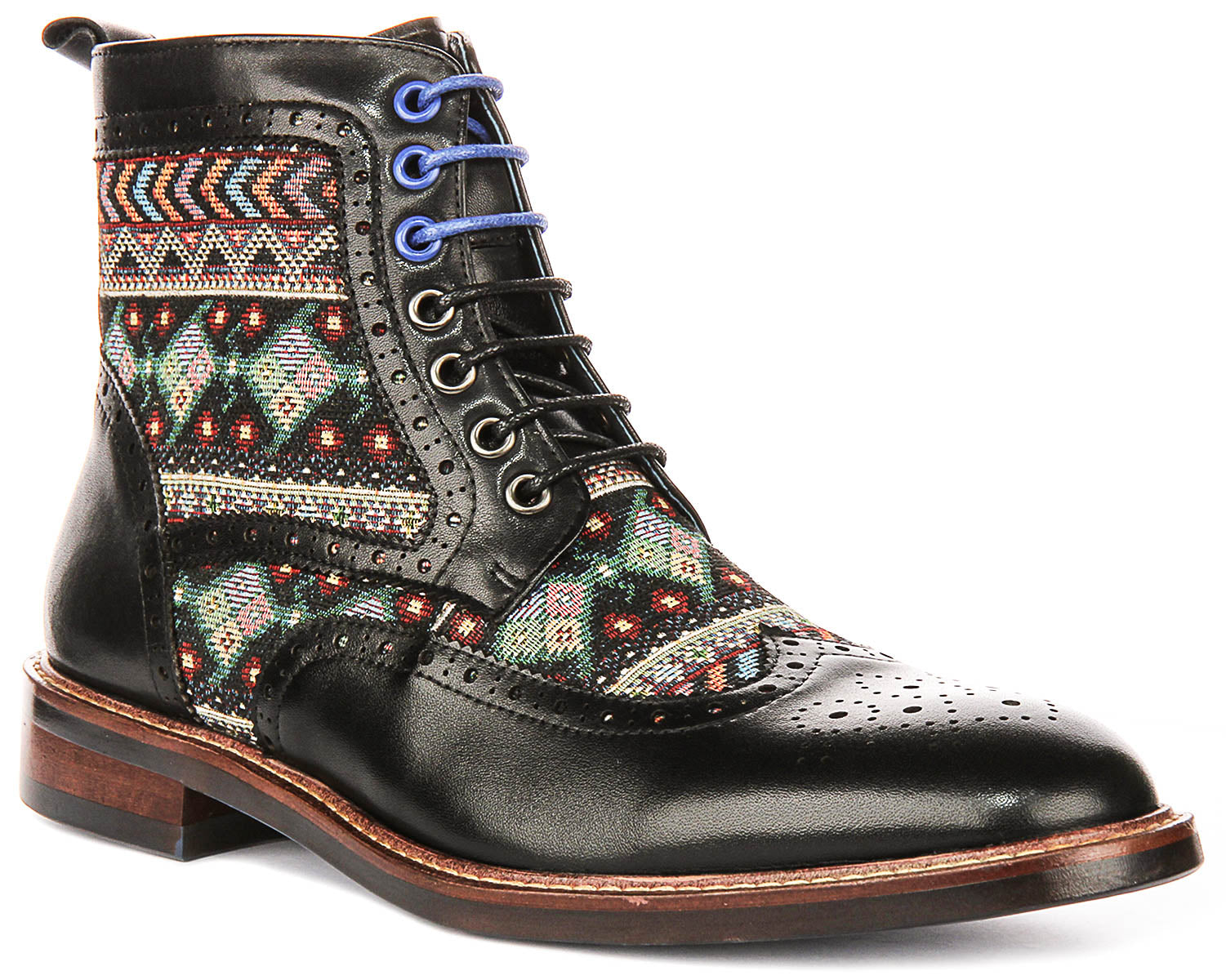 Carlos In Black | Mens Printed Black Leather Boots – Justin Reess