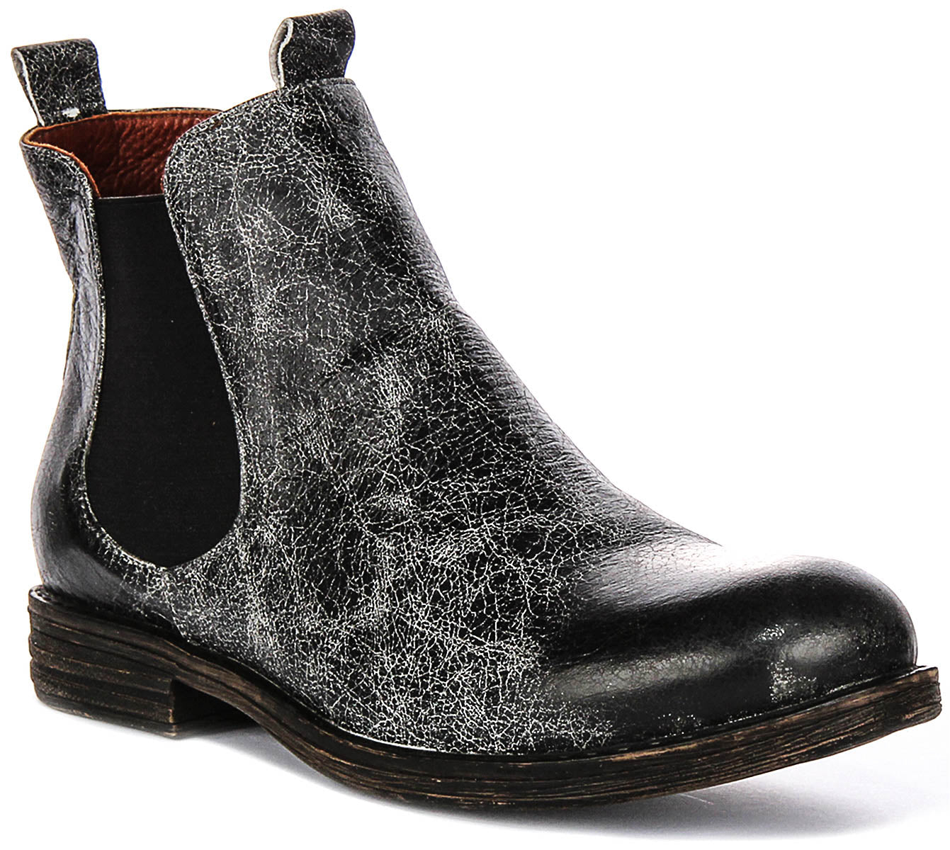 JUSTINREESS Womens Vintage Black Grey Leather Chelsea Boots – Justin Reess