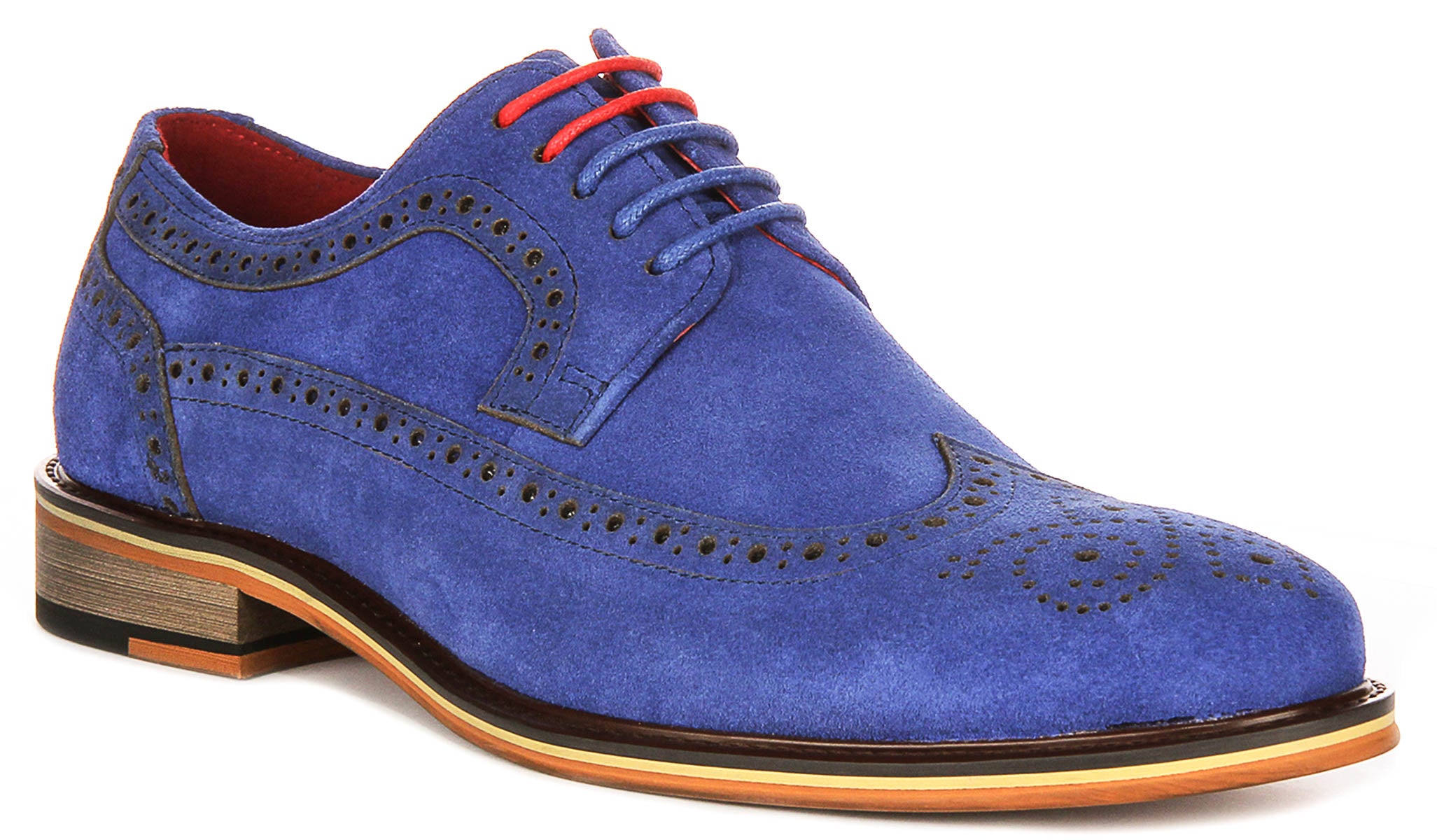 Robin In Blue For Men | Suede Brogue Oxford Shoes – Justin Reess