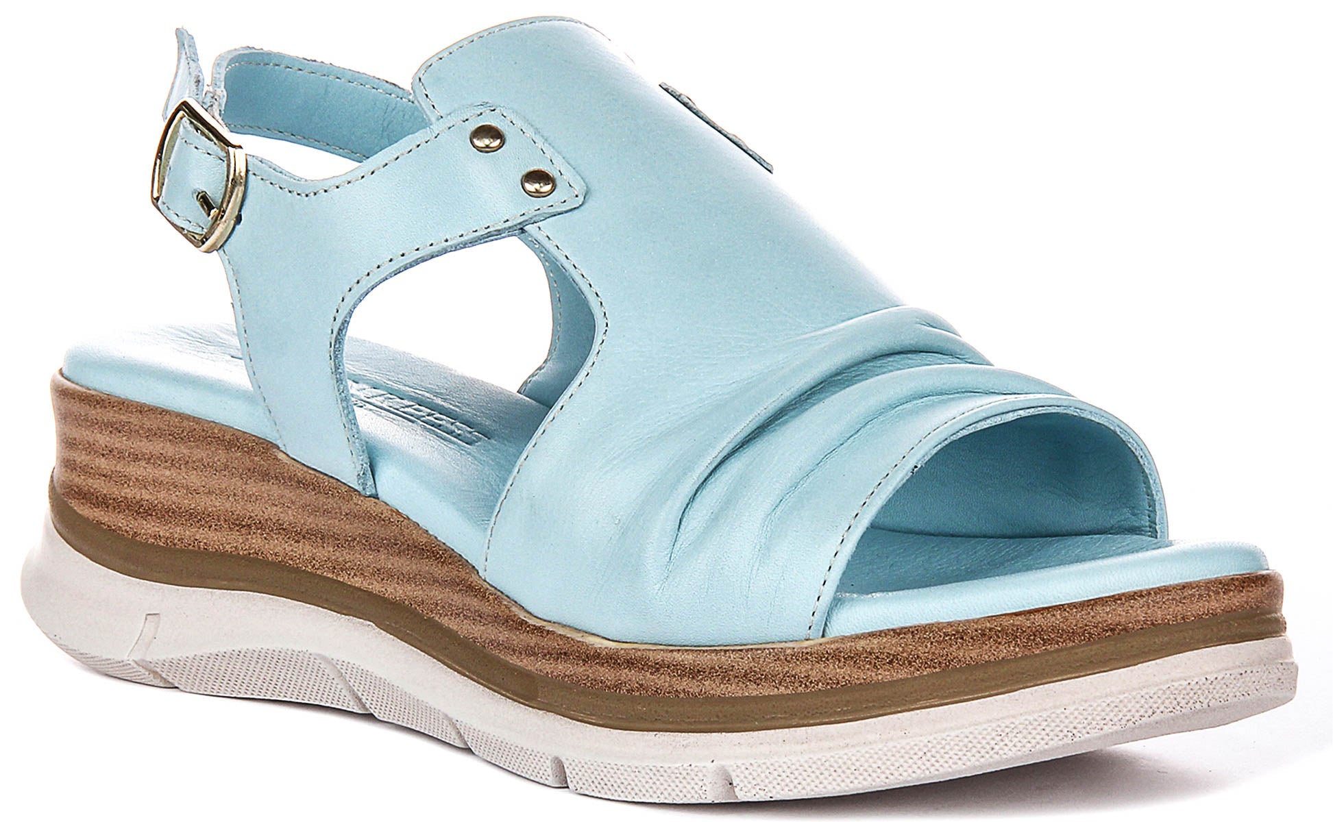 Justin Reess Molly in Blue | Womens Wedge bunion hiding sandals