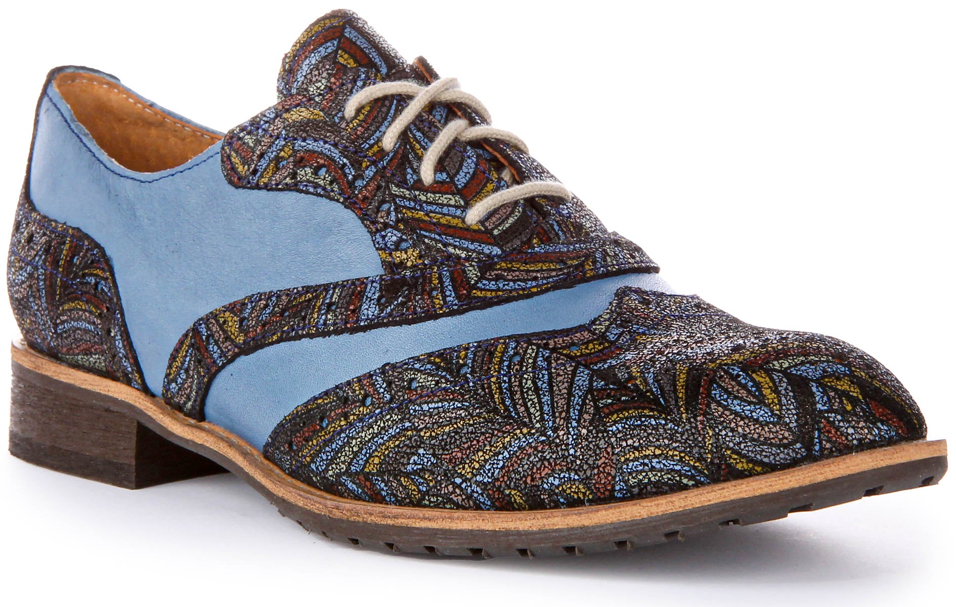 Matilda In Blue Multi For Women | Floral Leather Shoes – Justin Reess