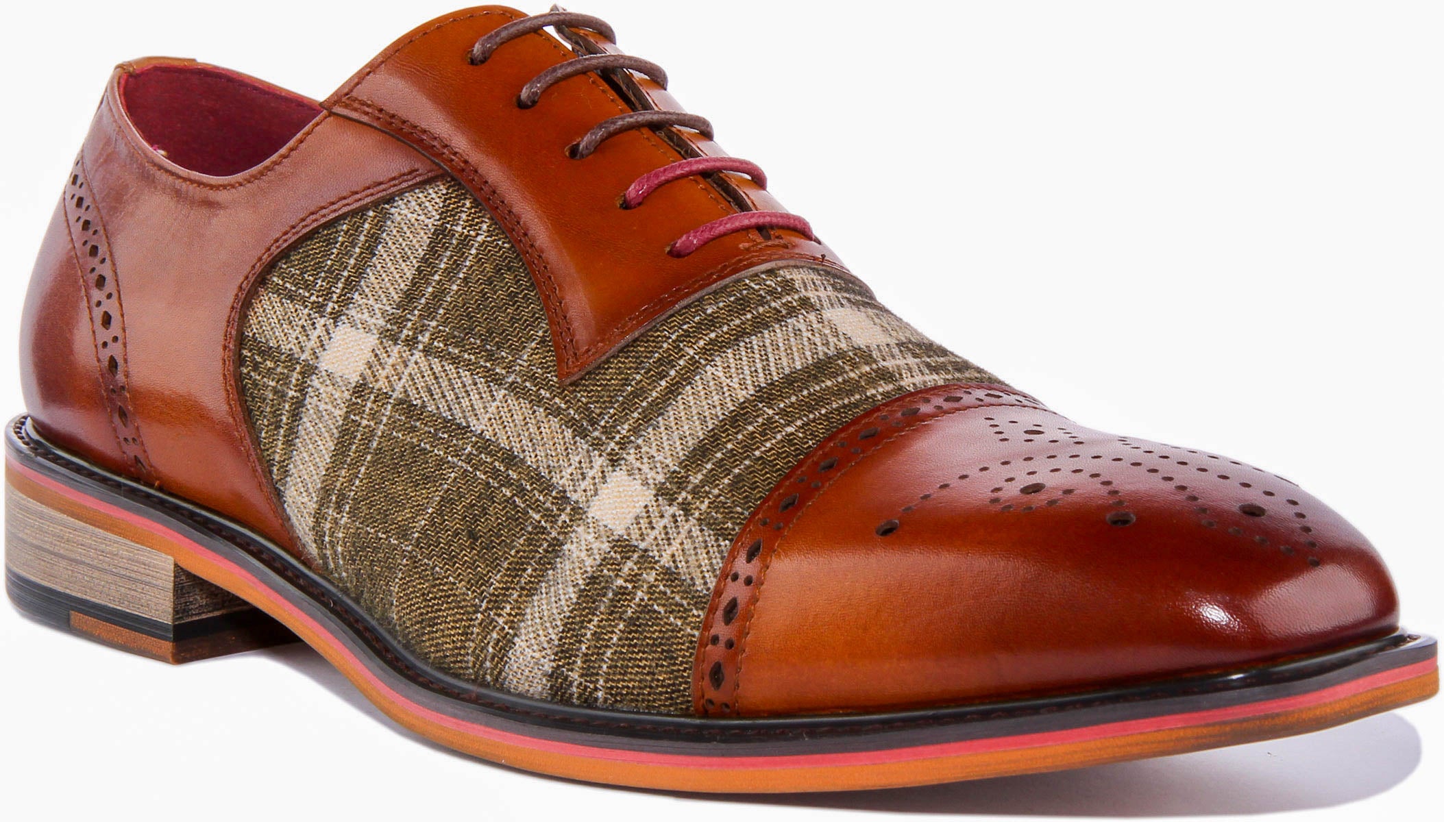 JUSTINREESS ENGLAND Major In Brown | Lace up Check Print Brogues ...