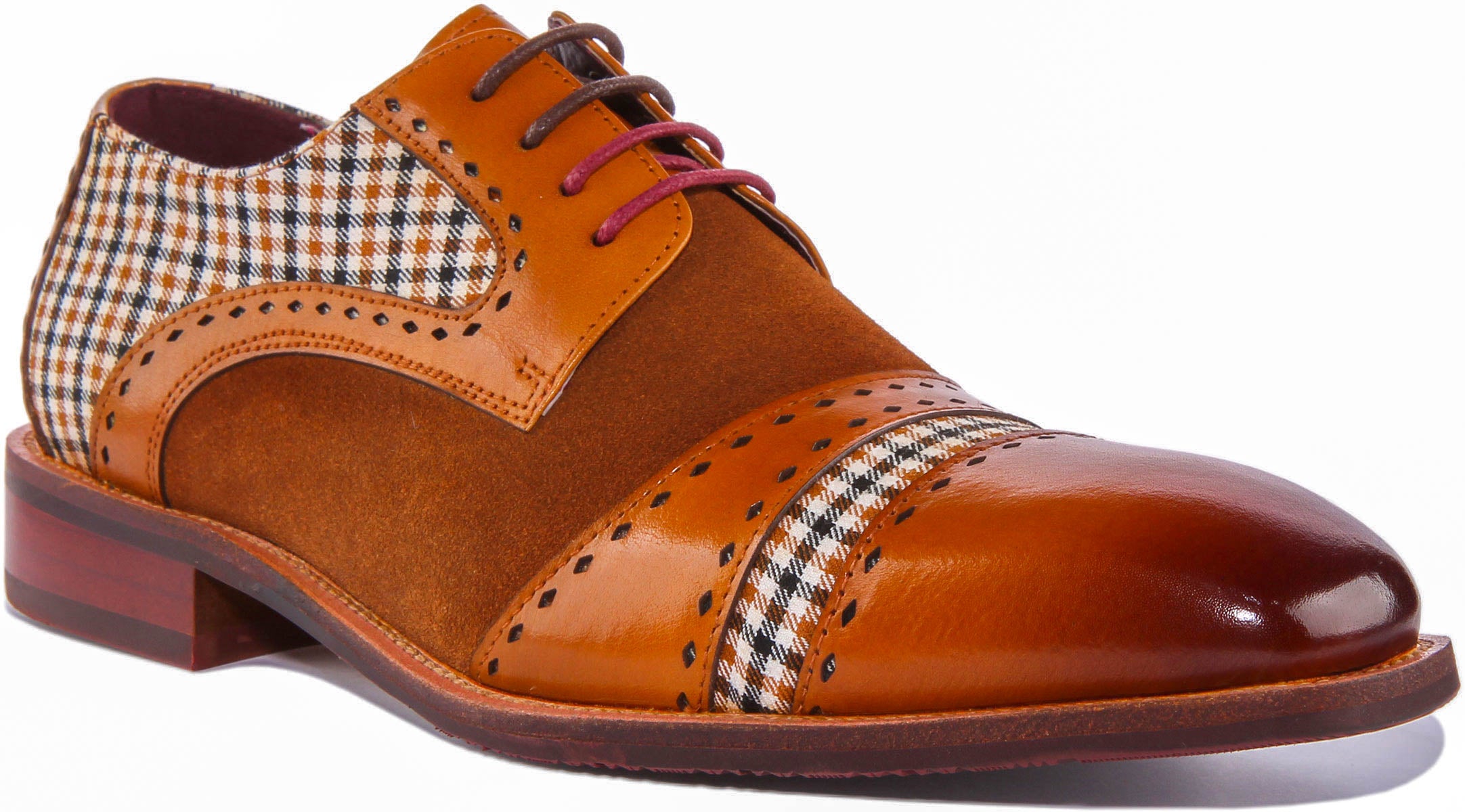 JUSTINREESS ENGLAND Kyle In Brown | Lace Up Check Oxford Shoes – Justin ...