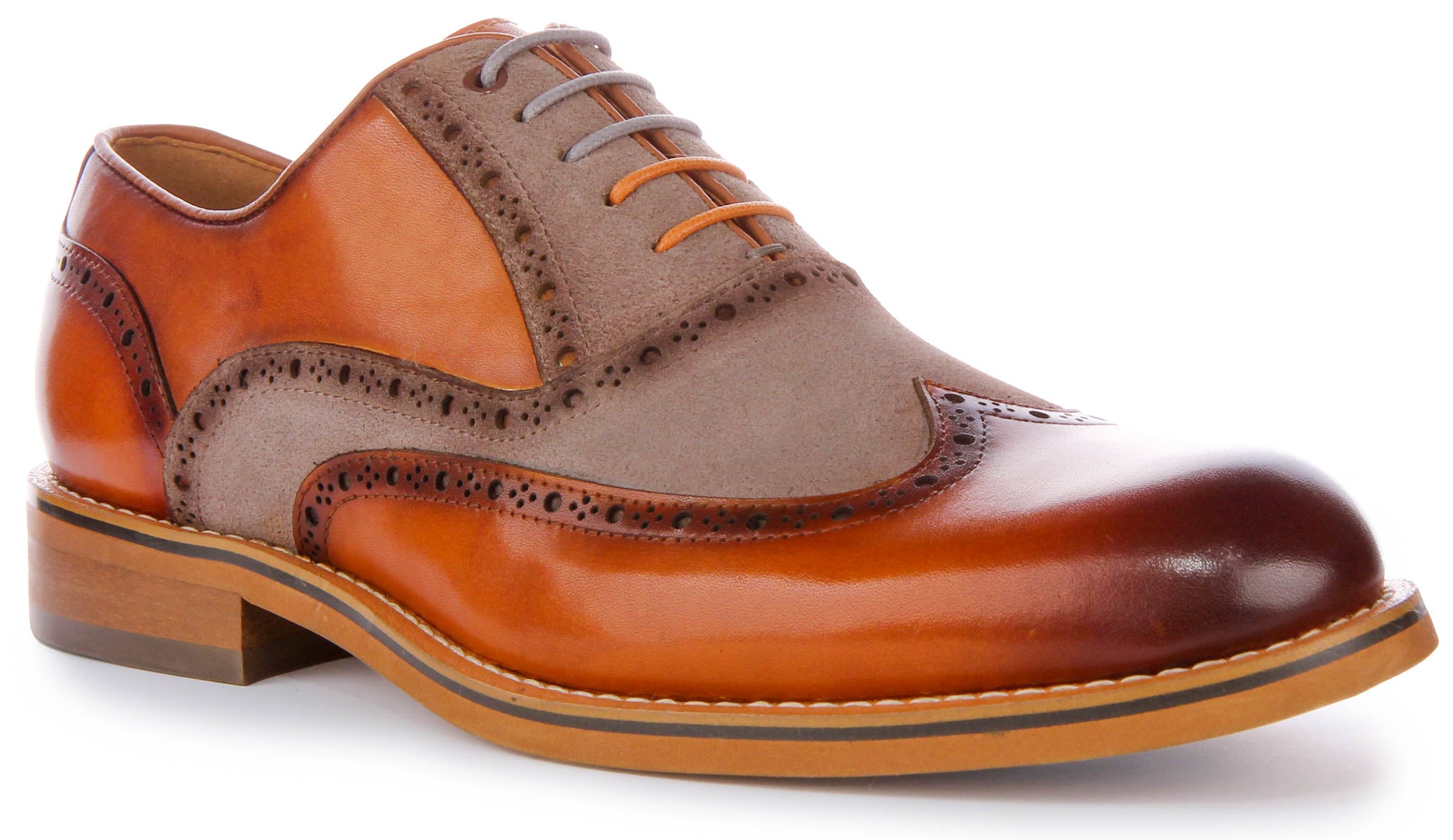JUSTINREESS Santiago In Brown | Mens Two Tone Lace Up Brogues – Justin ...