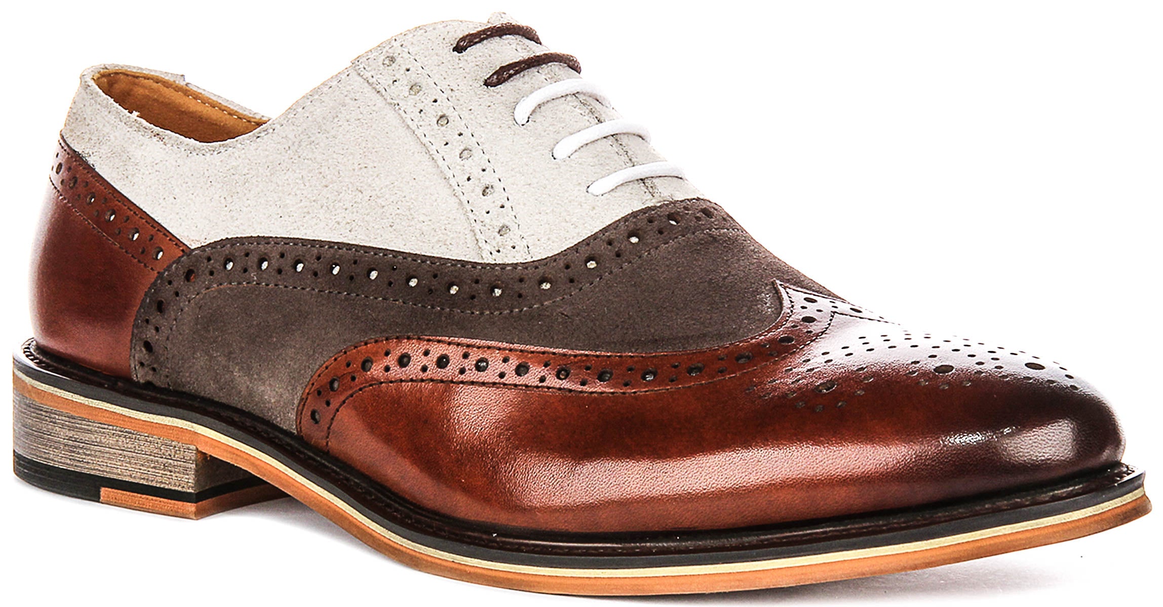 Justinreess Paul In Brown | Mens Two Tone Brogues Lace up Shoes ...