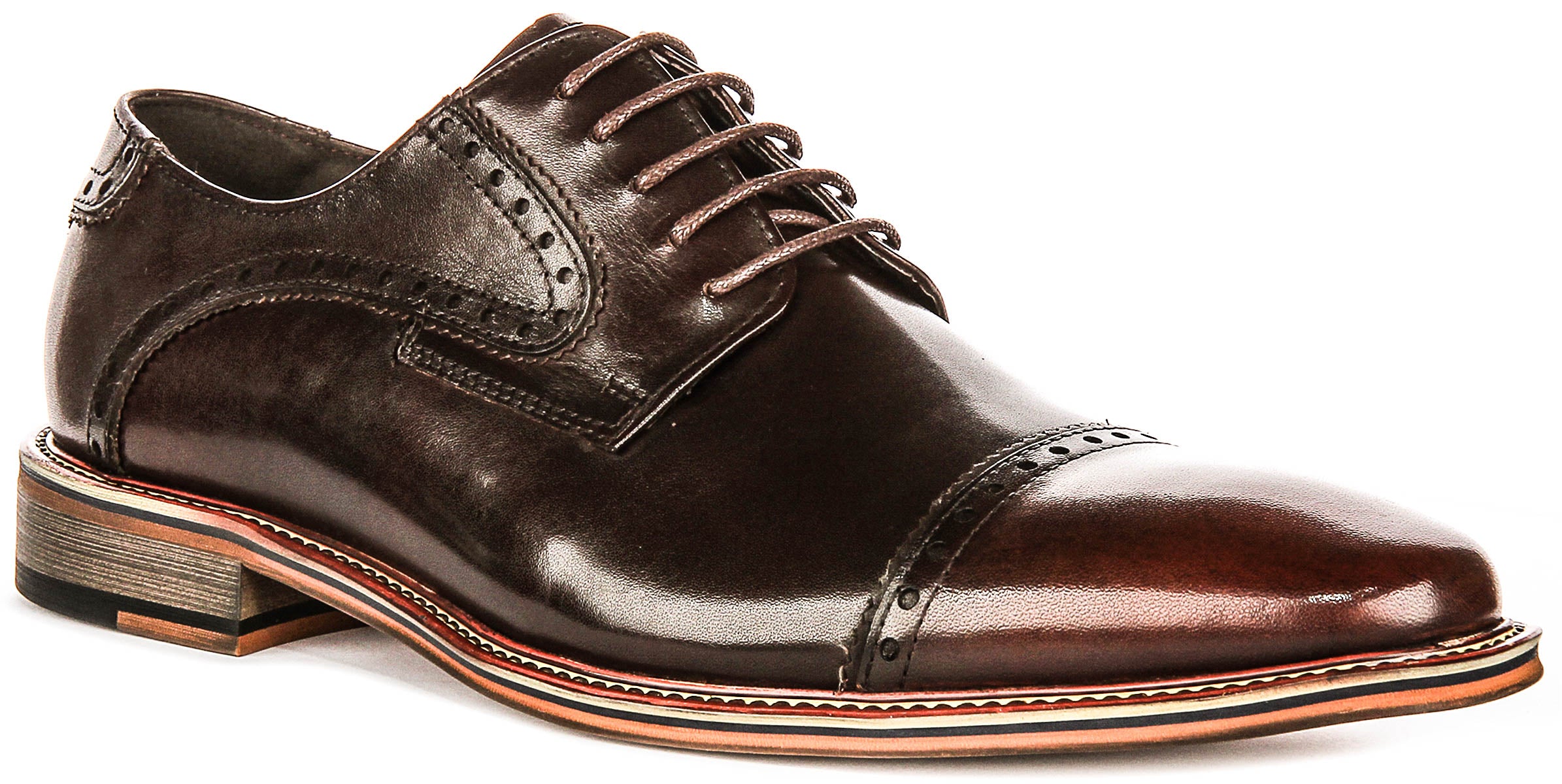 Jenson In Dark Brown | Mens Oxford Toe Cap Lace up smarts shoes ...