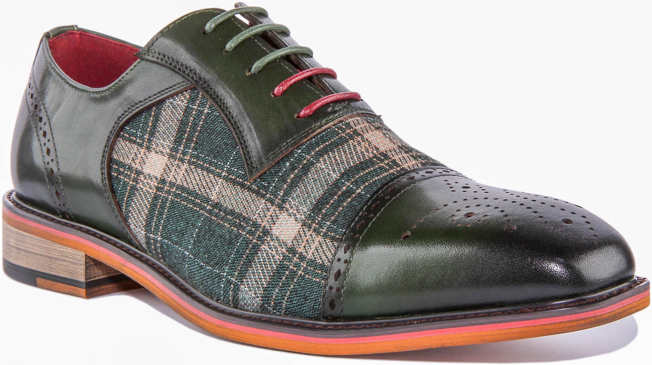 JUSTINREESS ENGLAND Major In Green | Check Print Oxford Shoes – Justin ...