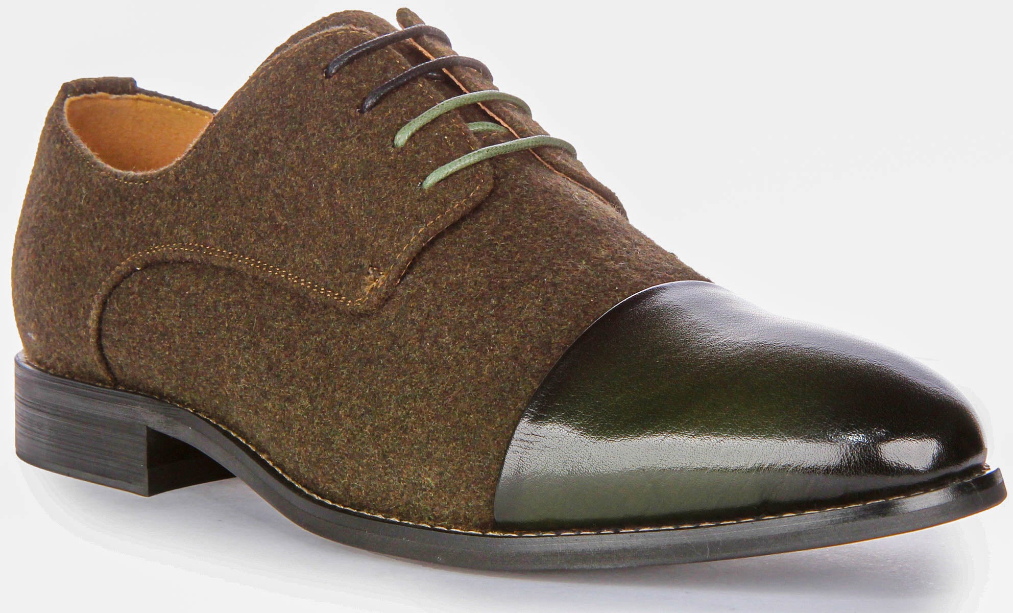 JUSTINREESS Mens Lace up Green Tweed Smart Oxford Toe Shoes – Justin Reess
