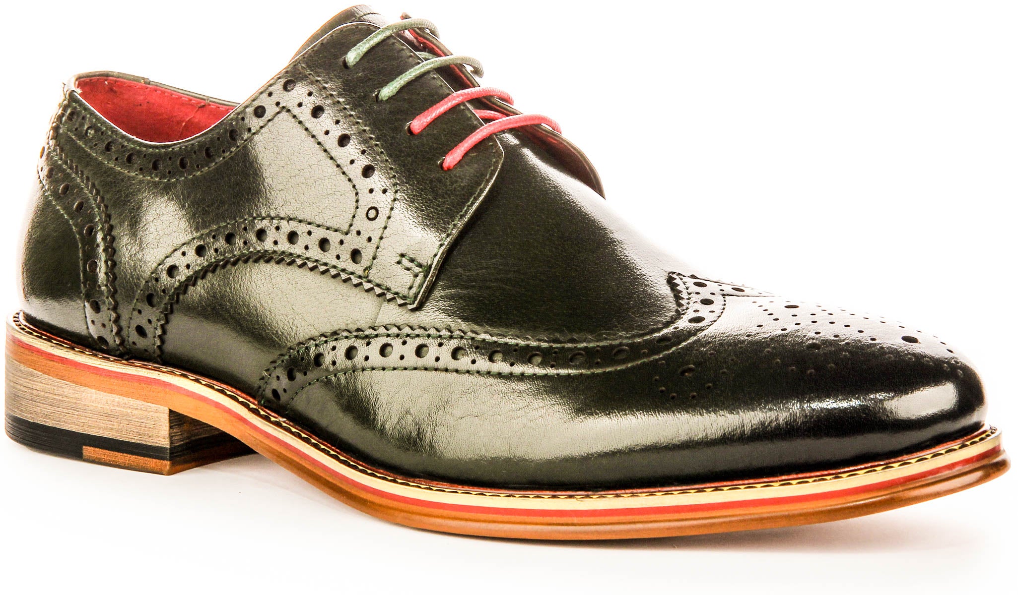 JUSTINREESS Dover In Green Leather | Lace Up Brogues Shoes – Justin Reess