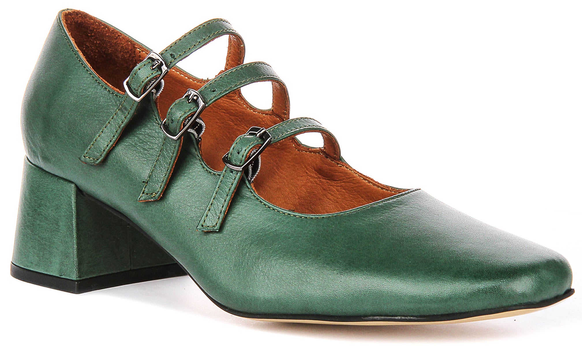 Justin Reess Kate 2 Womens Heel Mary Jane Shoes In Green Leather