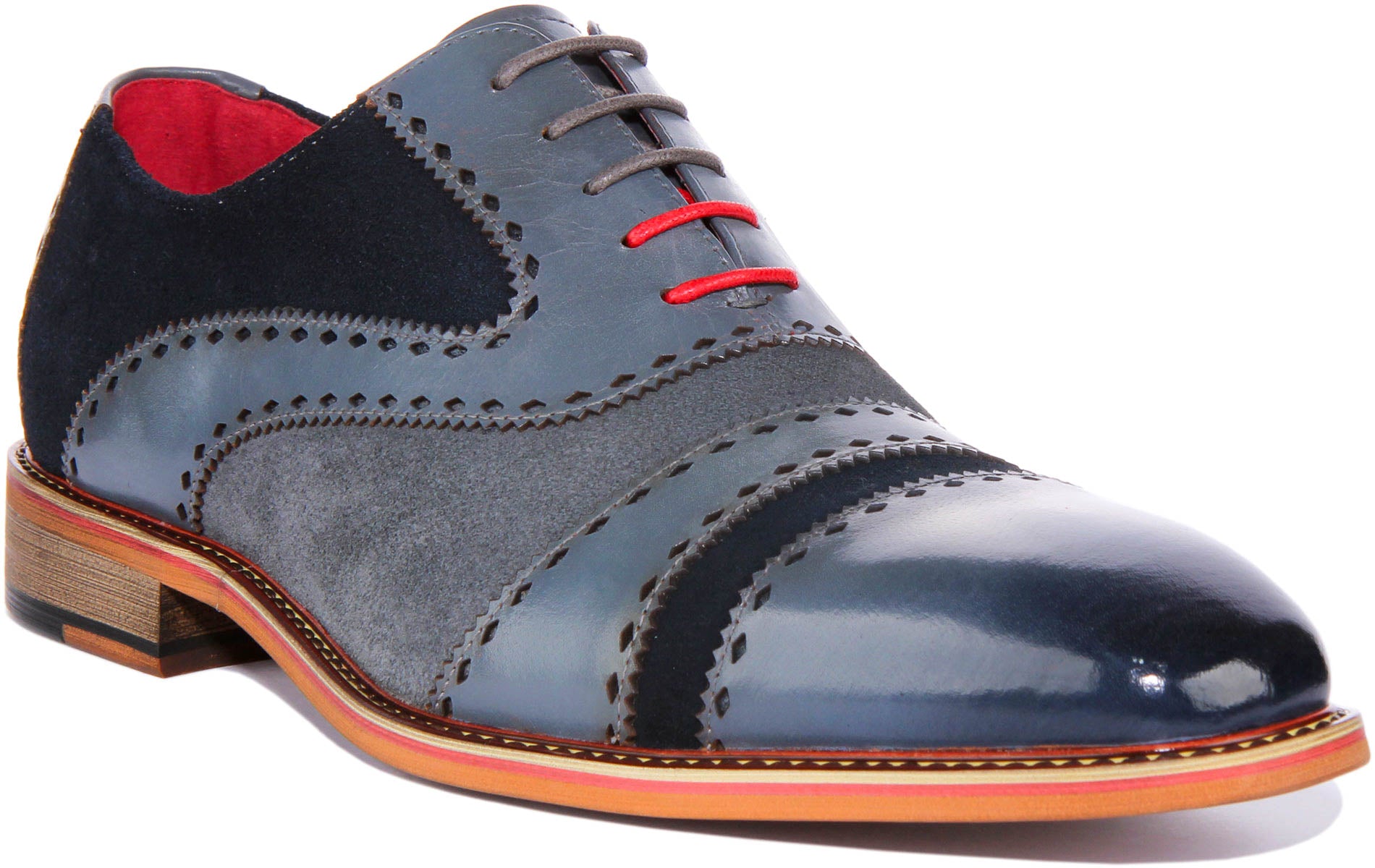 JUSTINREESS ENGLAND Ollie In Grey | Lace Up Two Tone Brogue Shoes ...
