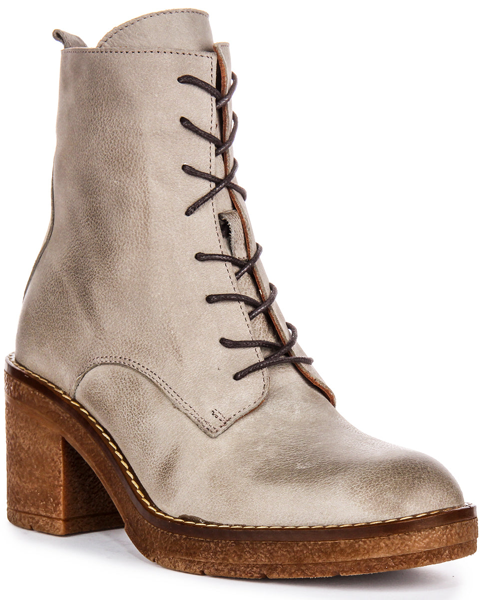 JUSTINREESS Womens Lace Up White Leather Ankle Boots – Justin Reess
