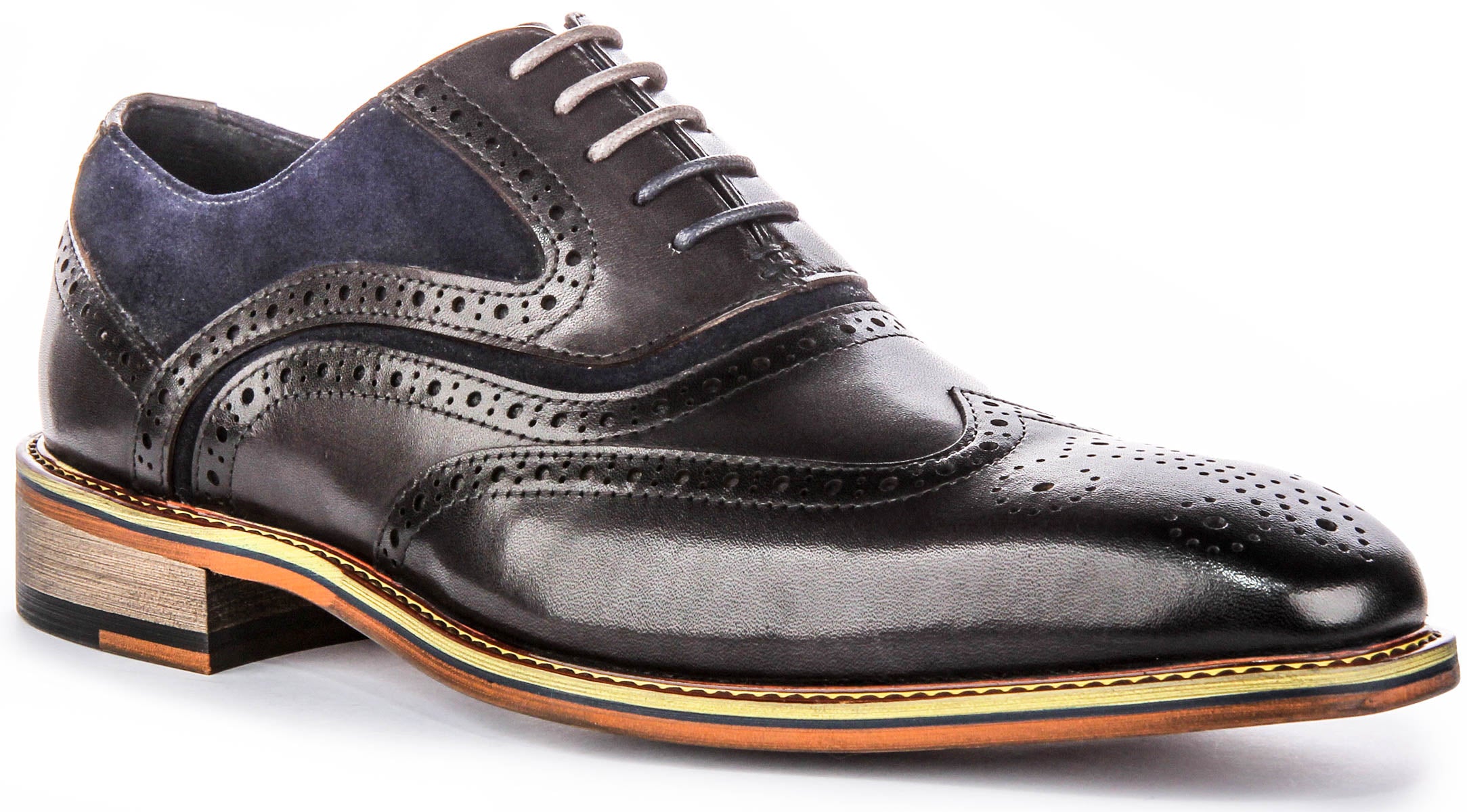 JUSTINREESS ENGLAND Roman In Navy | Smooth Leather Brogue Shoe – Justin ...