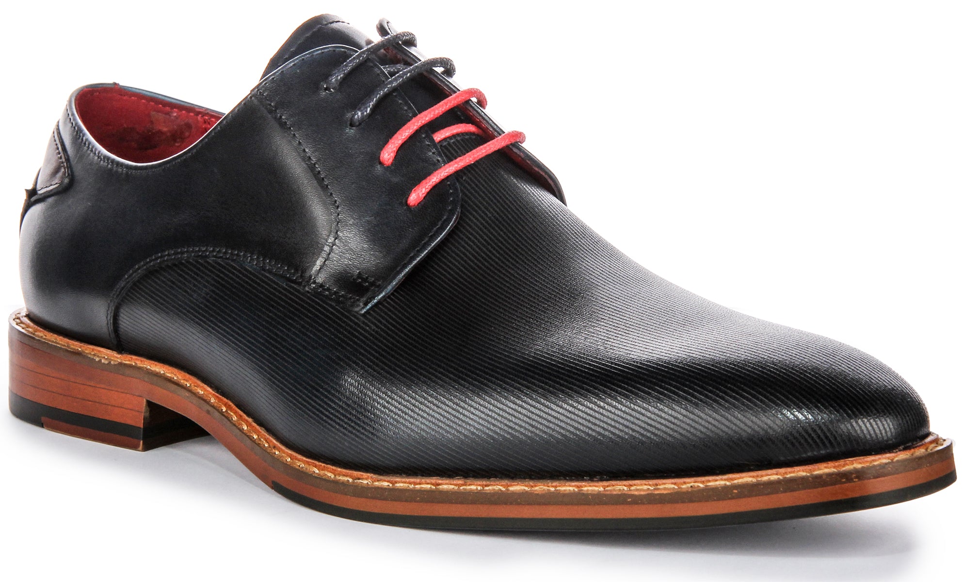 Leon Navy For Men | Leather Chisel Toe Derby Shoes – Justin Reess