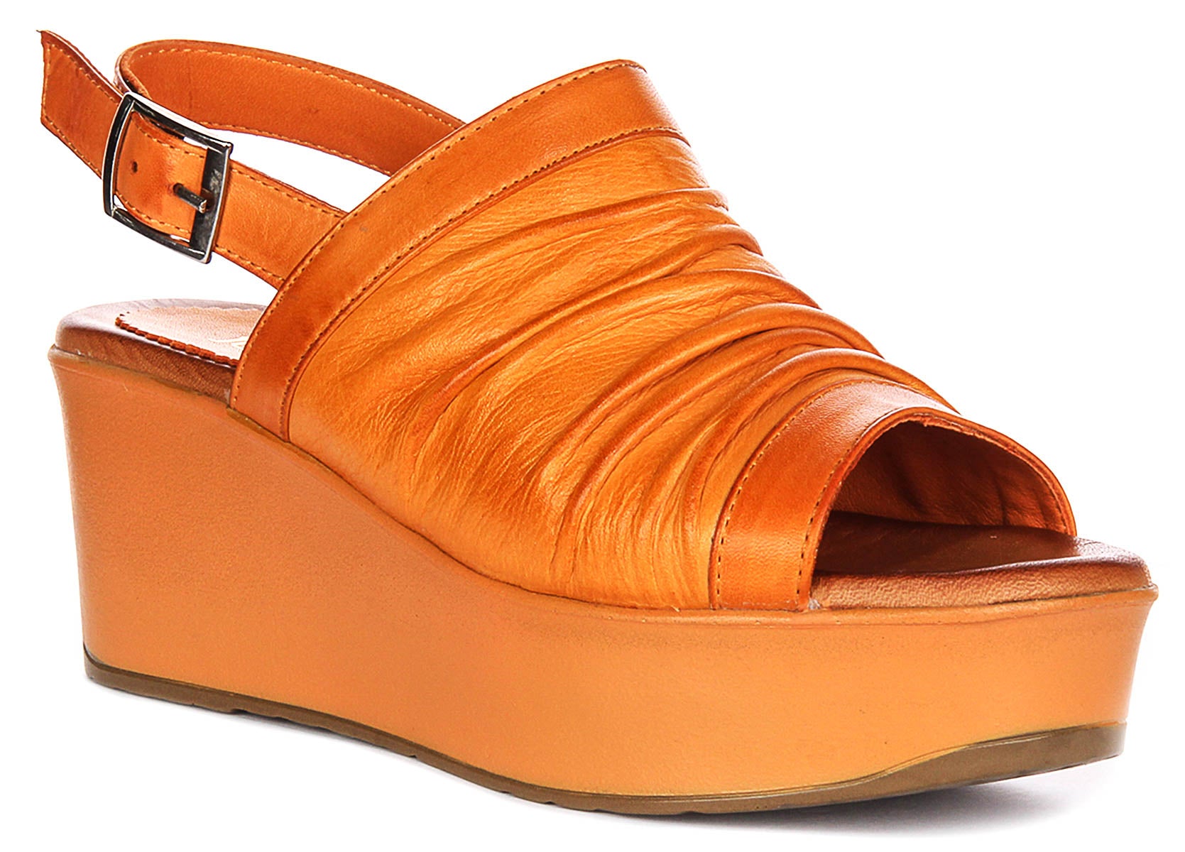 Honor In Orange For Women | Leather Wedge Sandals – Justin Reess