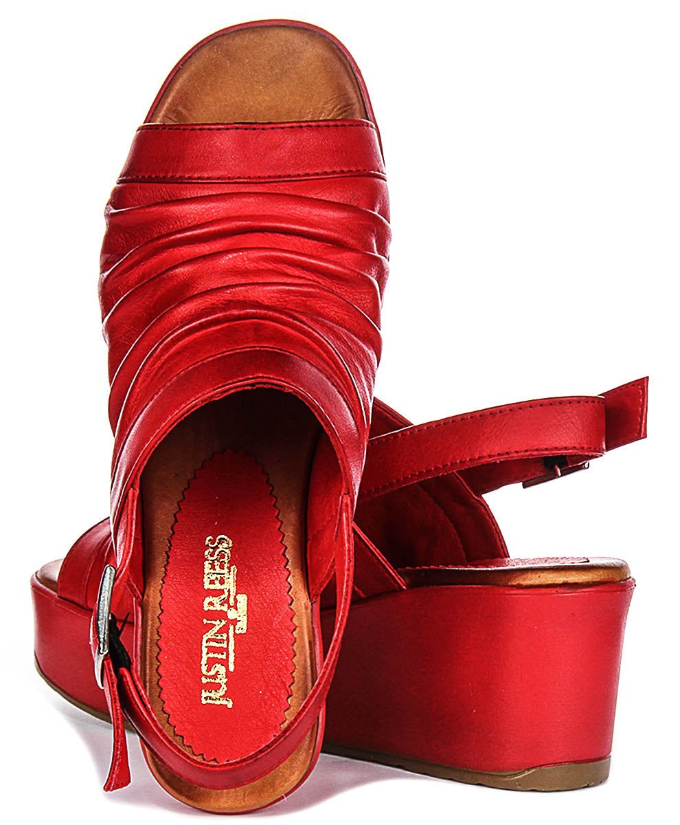 Honor In Red For Women | Leather Wedge Sandals – Justin Reess
