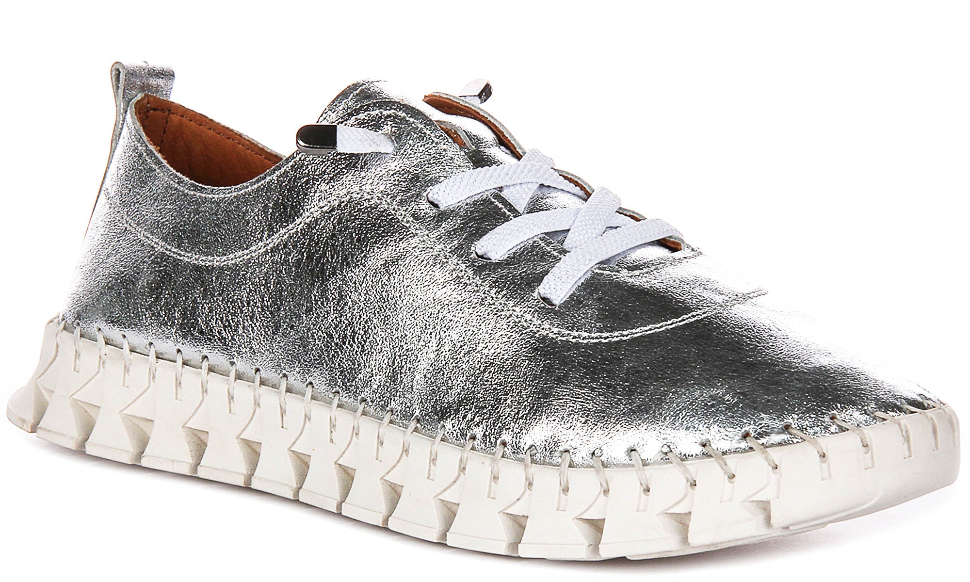 Rexy In Silver For Women | Leather Lace-Up Shoes – Justin Reess