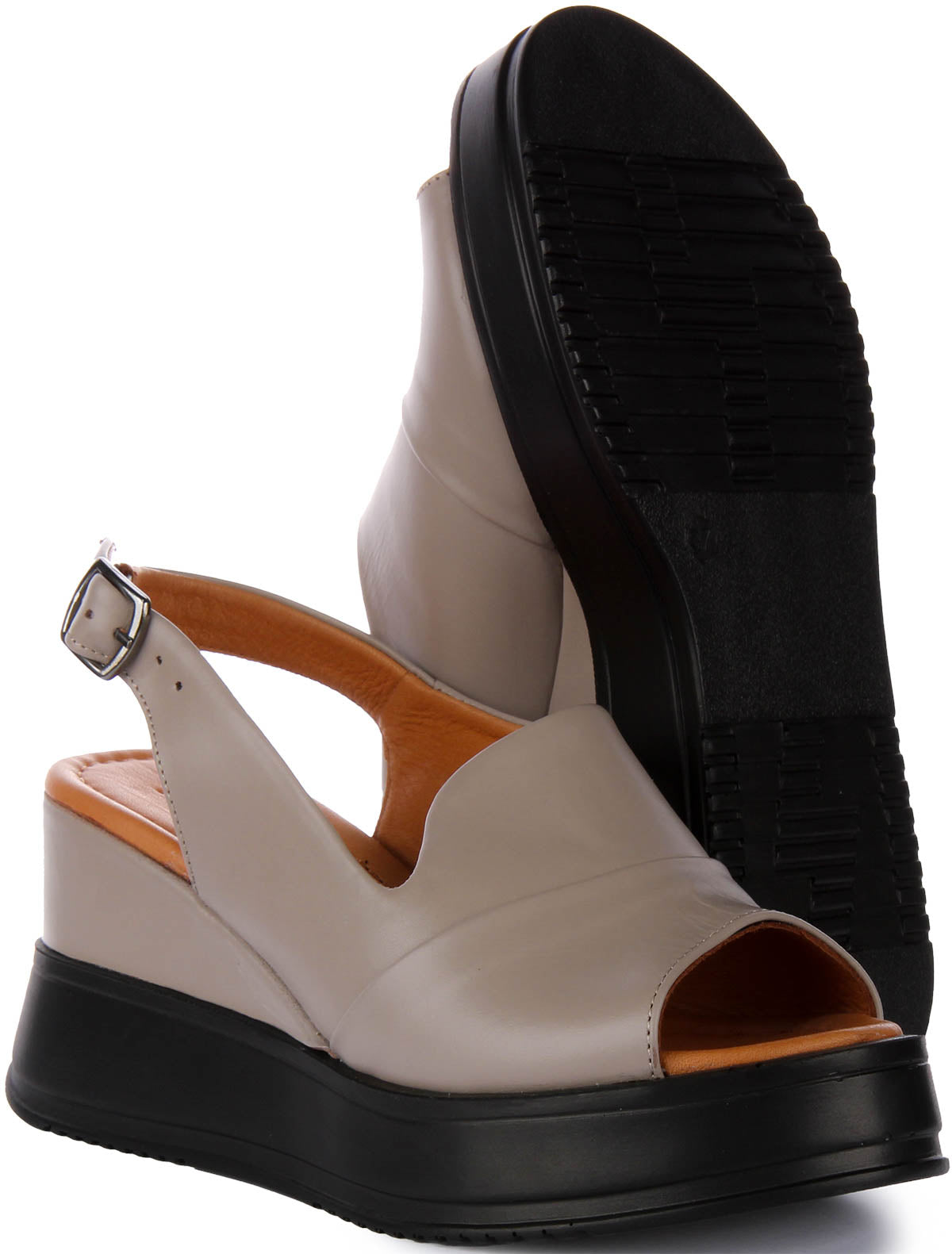 JUSTINREESS ENGLAND Womens In Stone | Peep Toe Wedge Sandals – Justin Reess
