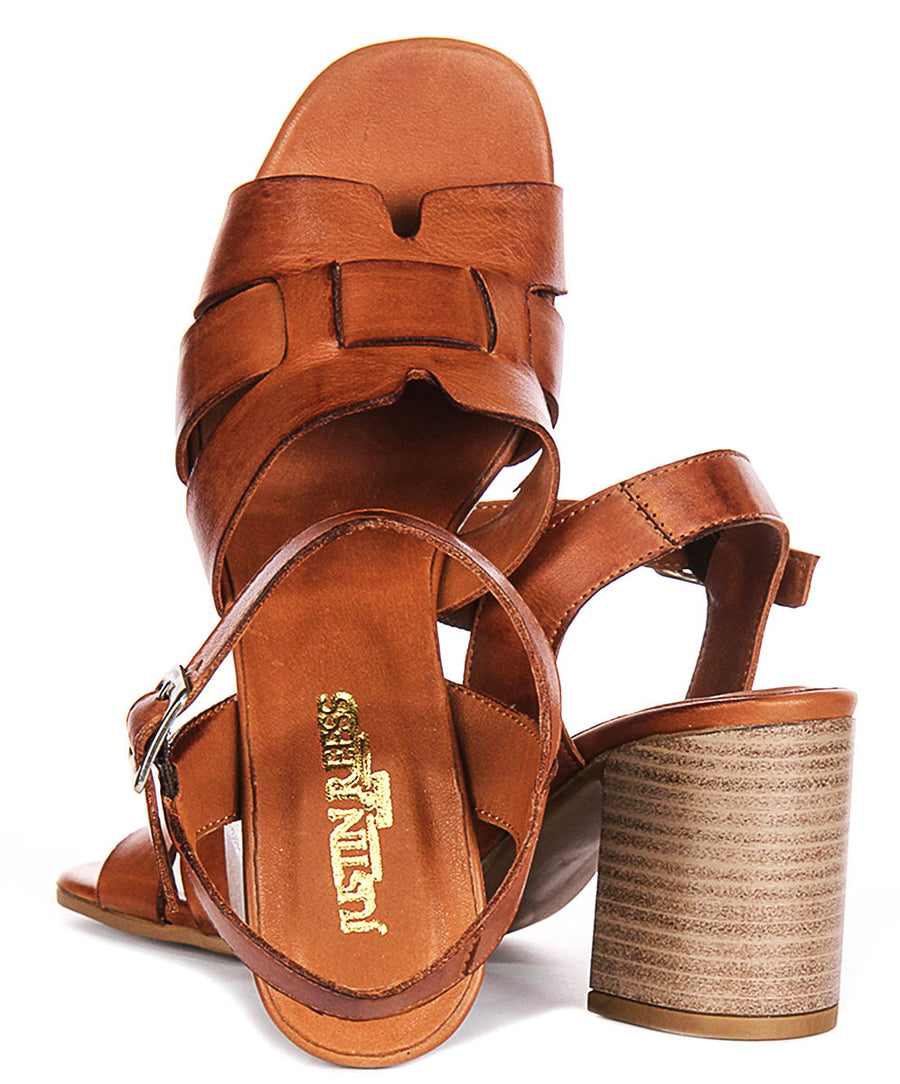 Erza In Tan For Women | Leather Mid Heel Shoes – Justin Reess
