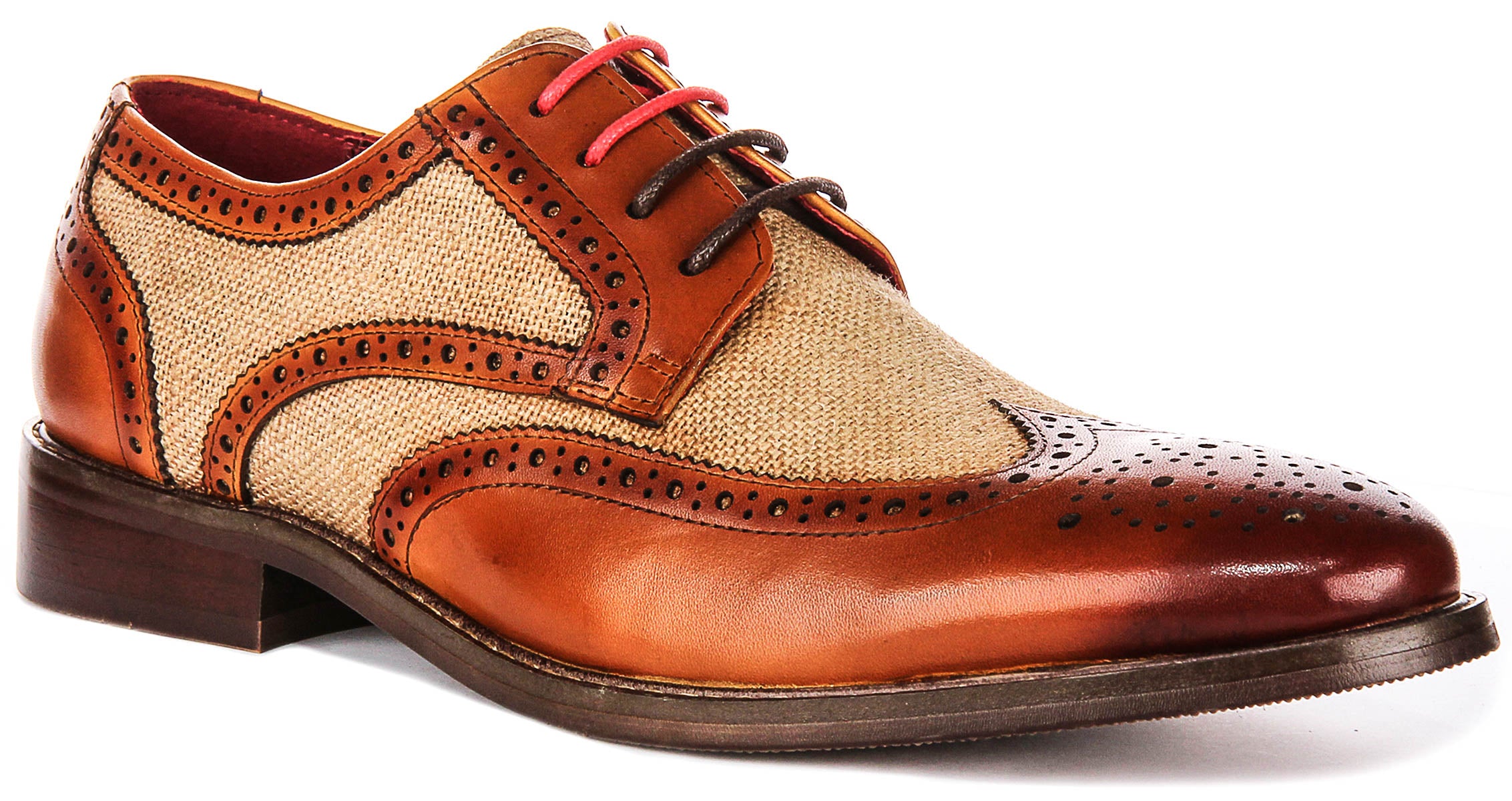 JUSTINREESS Mens Lace up Tan Leather Brogues Lace Up Shoes Mix – Justin ...