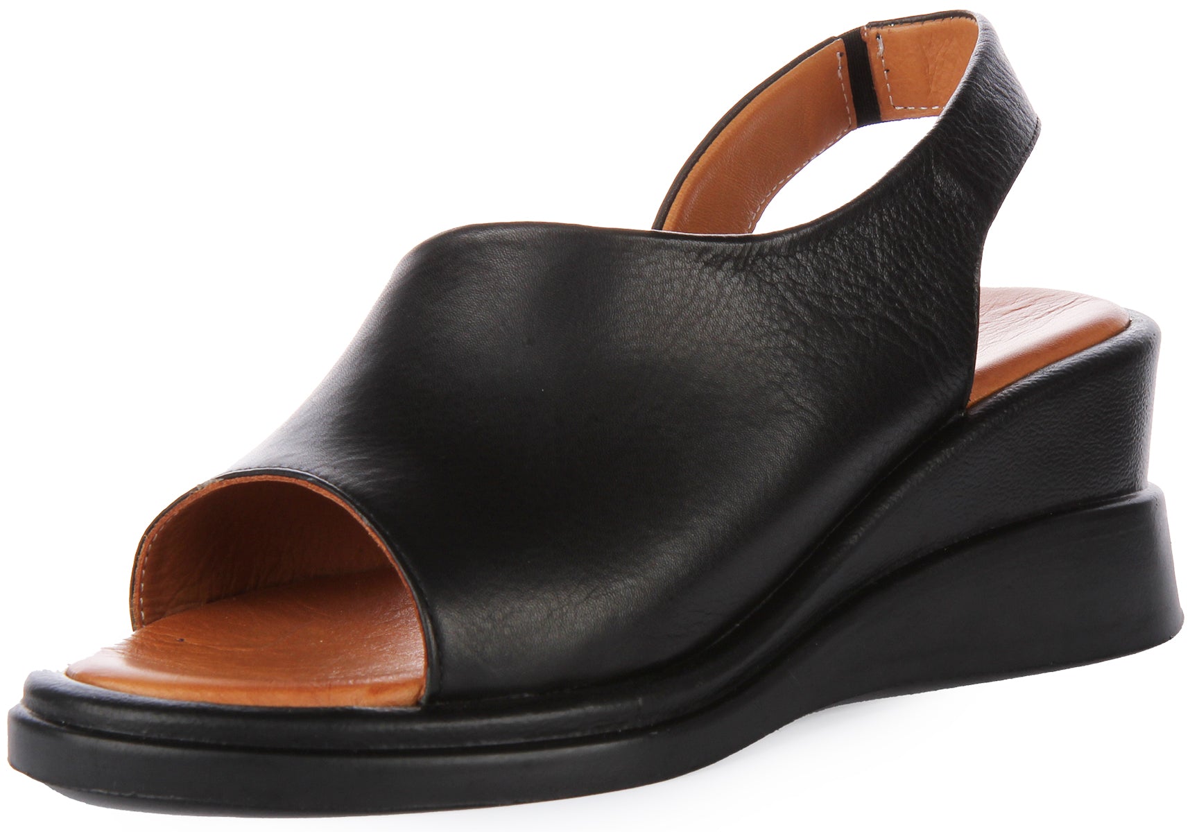 JUSTINREESS Womens Sandals In Black Leather | Peep Toe Sandal – Justin ...