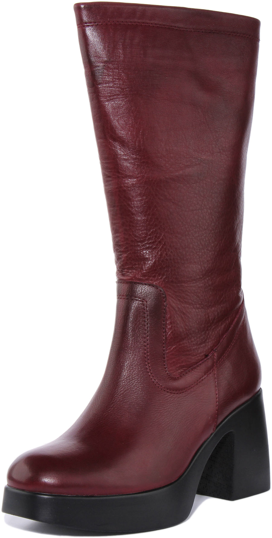 Womens Sloughy Soft Leather Boots in Tan Leather | Platform Sole ...