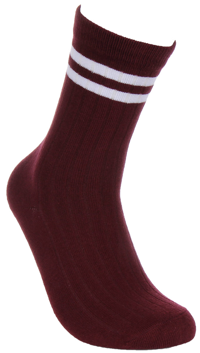 JUSTINREESS ENGLAND Stripe Socks In Maroon 2 Packs | Socks – Justin Reess