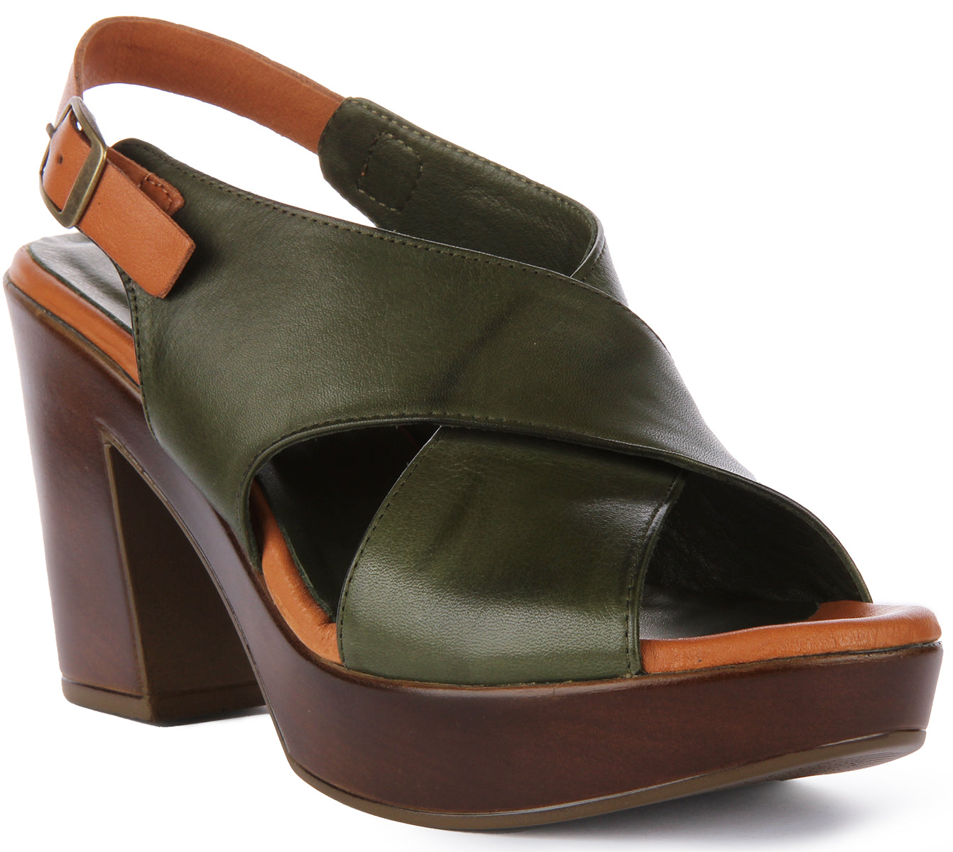 JUSTINREESS ENGLAND Womens Sandals Olive | Cross Over Buckle Sandals ...