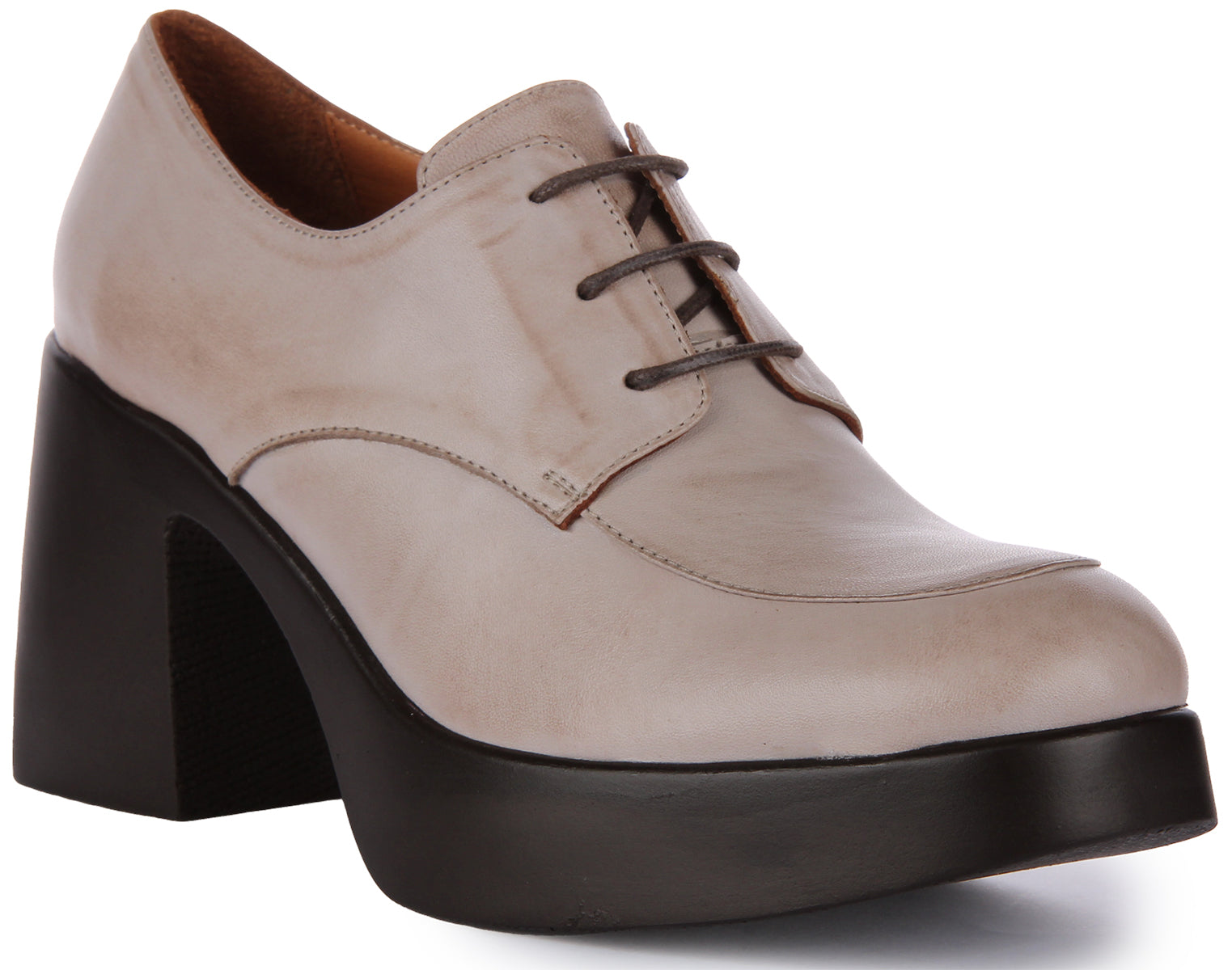 JUSTINREESS ENGLAND Rylan In Stone | Lace Up Oxford Heeled Sole Shoe ...